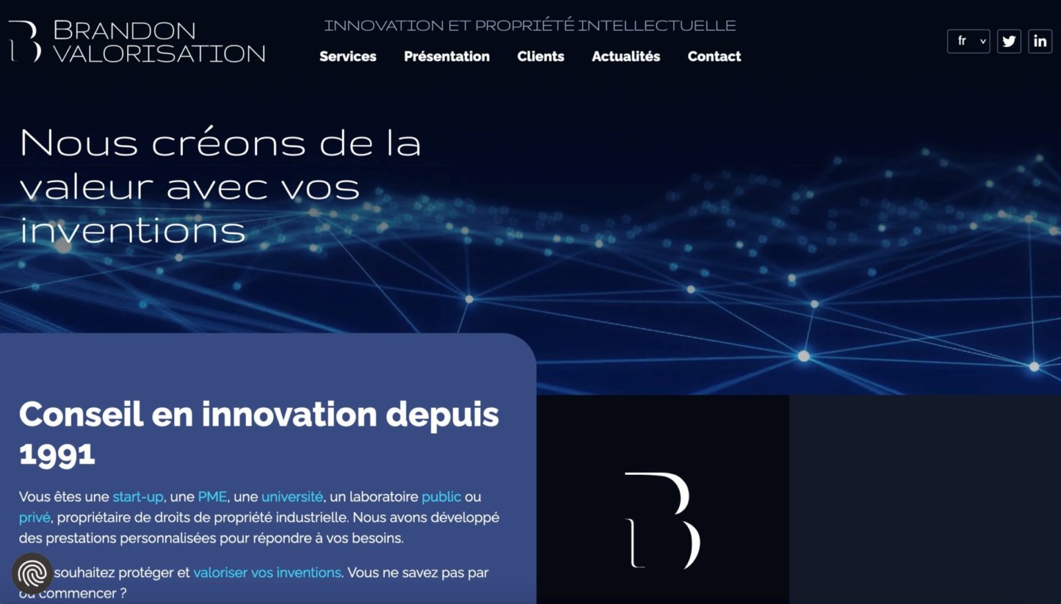 Nouveau site internet de Brandon Valorisation - Brandon IP